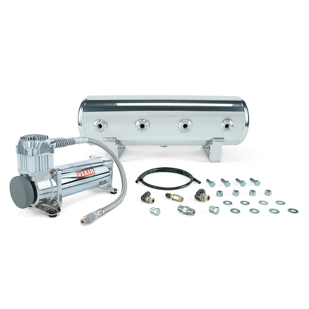 2.5 Gal. Polished Tank w/ Viair 444c chrome compressor 1/4" & 3/8 ...